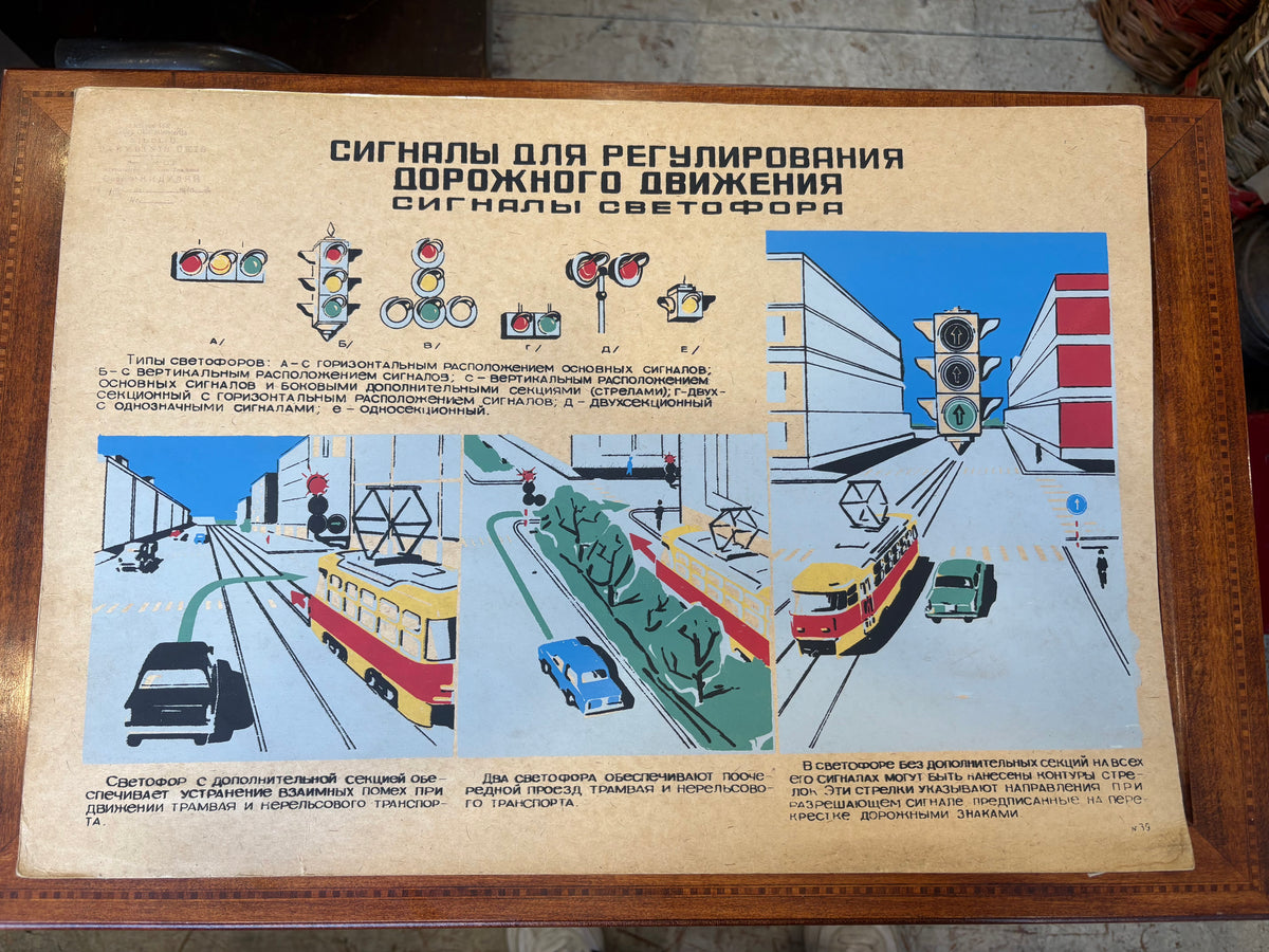 Vintage Soviet Traffic Light Signals Poster – USSR Road Safety Educati ...