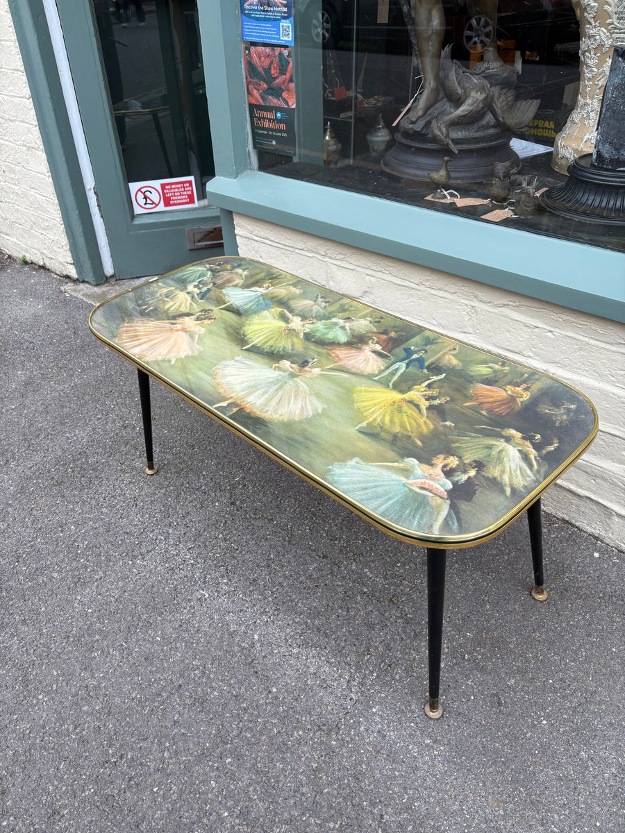 Vintage 1950s Coffee Table with Ballet Dancers Design and Dansette Leg ...