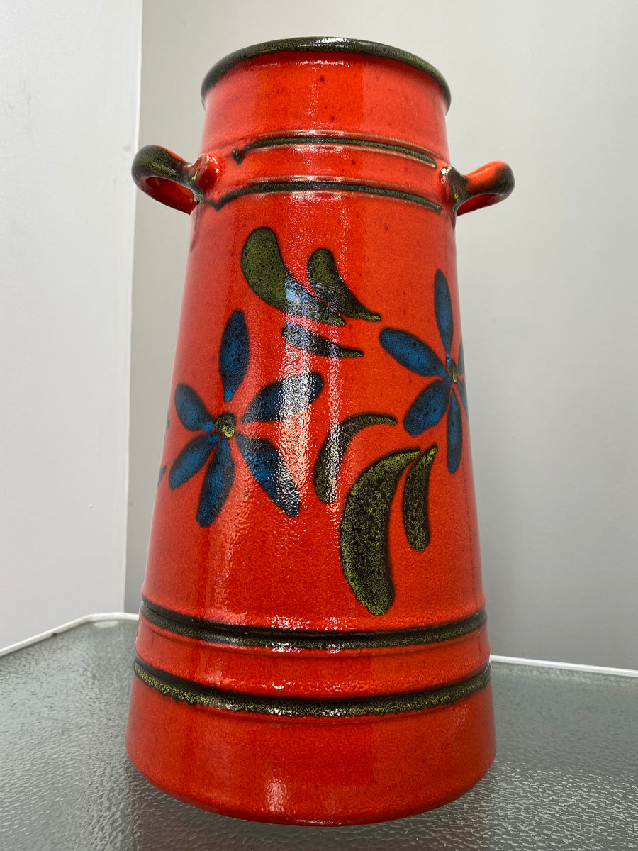 Vintage 1970s West German Pottery Milk Churn Vase – Floral Bargeware S ...