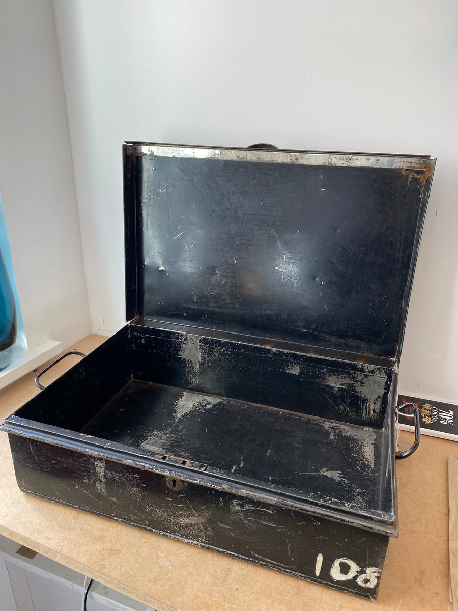 Vintage Solicitor’s Deed Box – Sturdy Black Metal Storage – windsorvintage